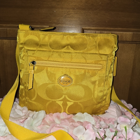Coach | Bags | Coach Yellow Nylon Bag Crossbody Purse | Poshmark